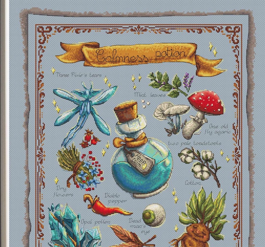 Witch Tools Potion Cross Stitch Pattern. Magic Sampler X-stitch. Witchy ...