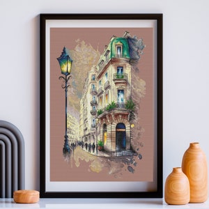 Cross Stitch Pattern Paris Street. Digital Pattern European City ...