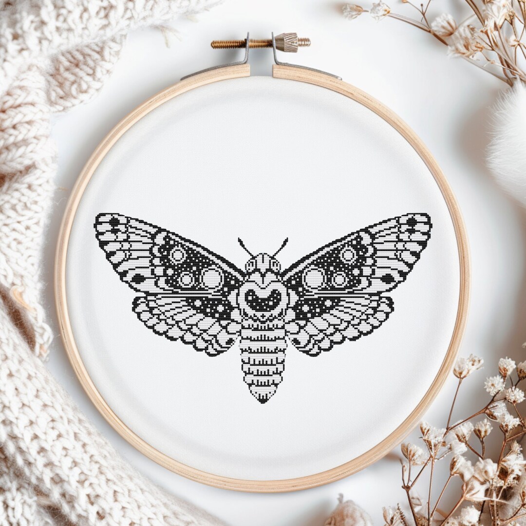 Luna Moth Space Sampler Cross Stitch Pattern - Solar System Design ...