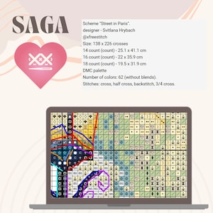 Cross Stitch Pattern Paris Street. Digital Pattern European City ...