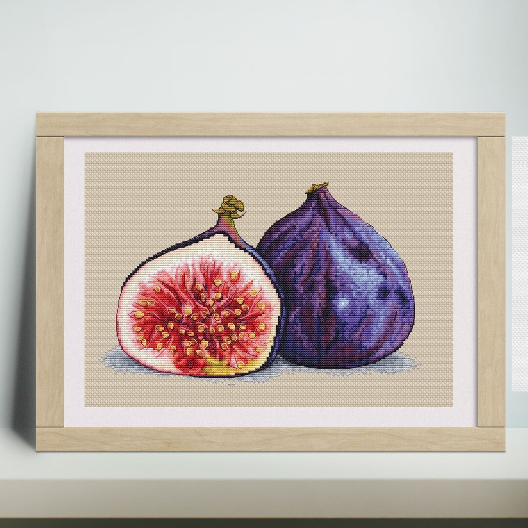 Realistic Fig Fruit Cross Stitch Pattern for Kitchen Decor - Digital ...