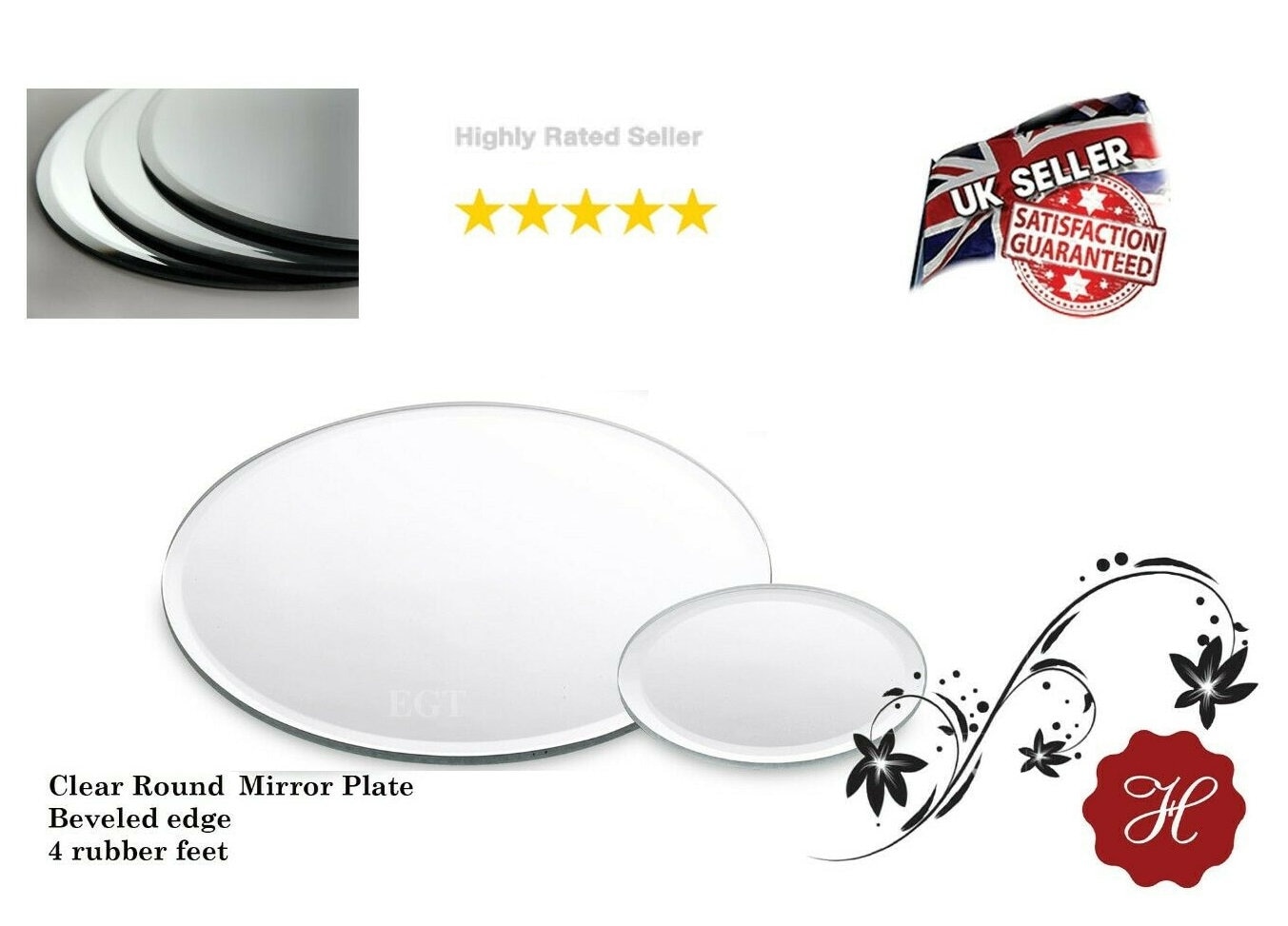 122025303540 cm Round Mirror Plate table centrepiece | Etsy