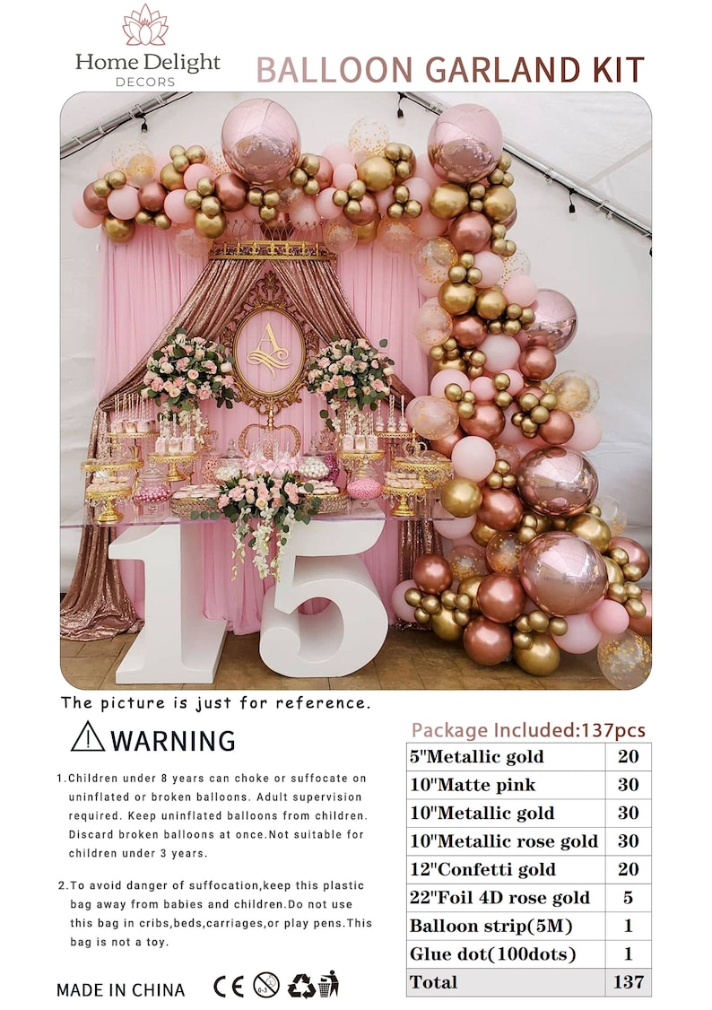 Balloon Arch DIY Kit | Rose Gold |balloon Garland Party, Wedding ...