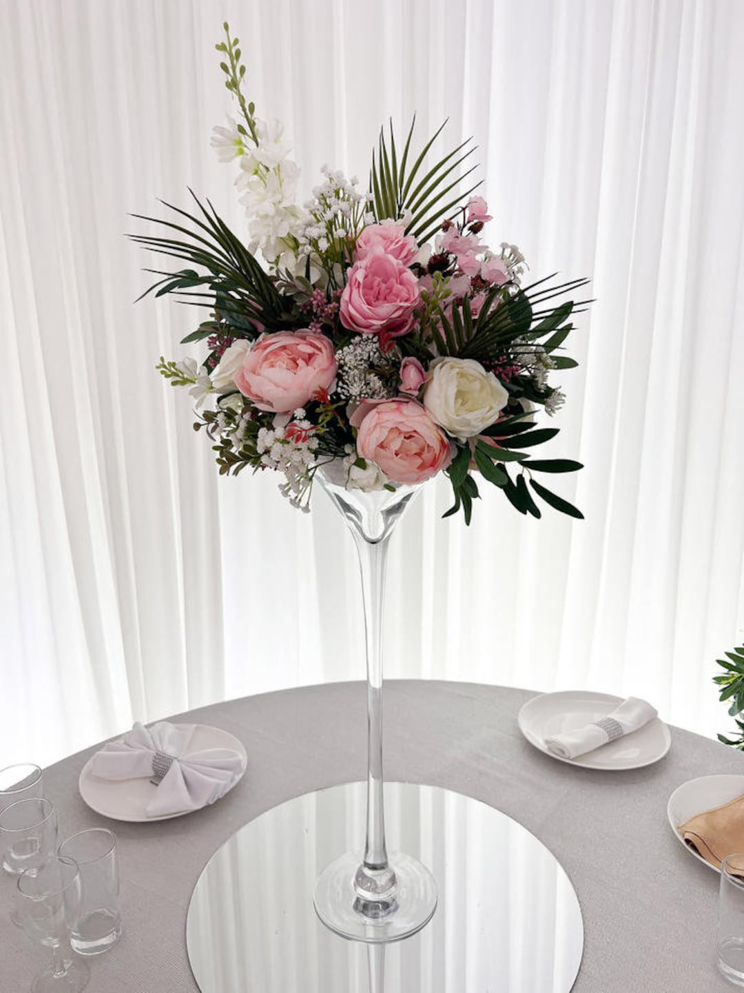 Glass Martini Vase Great for Wedding , Birthday, Table Decoration for ...