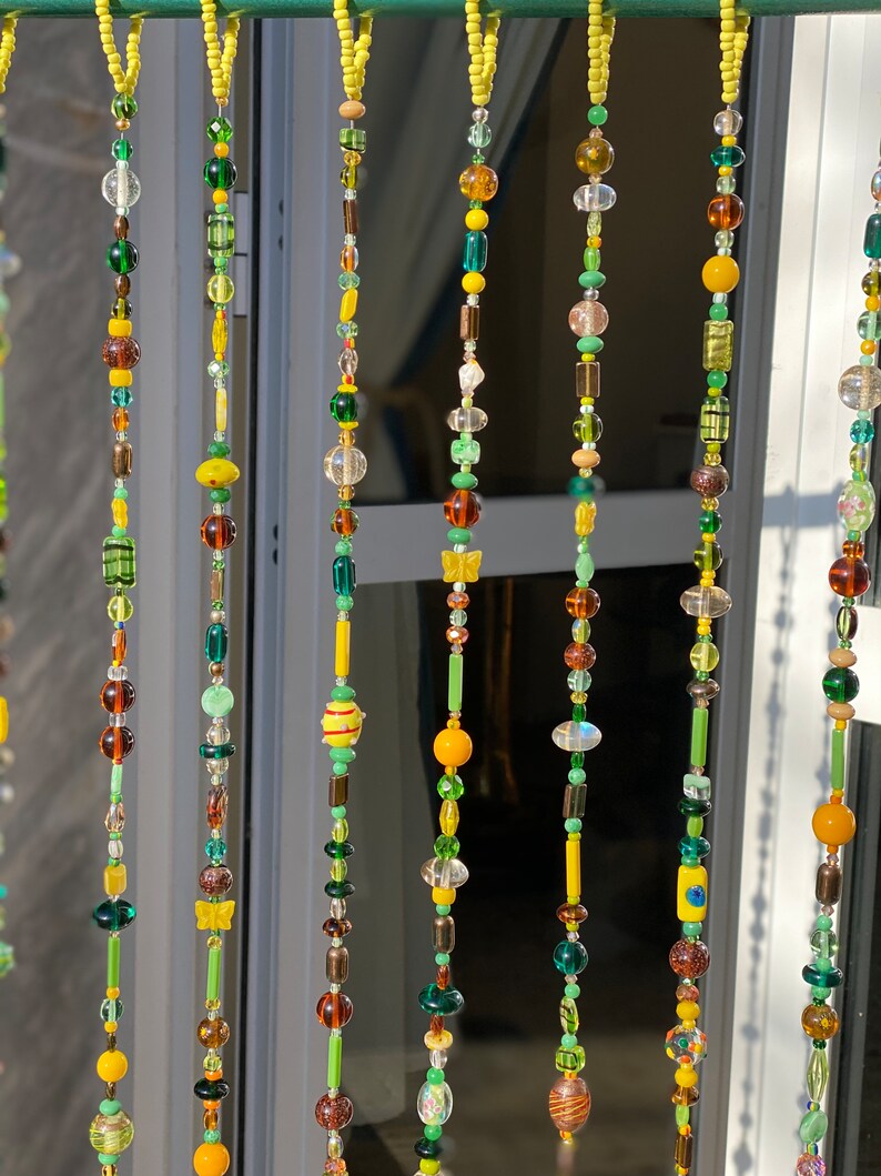 Boho Beaded Curtain Window Valance Glass Beaded Curtains Crystal ...