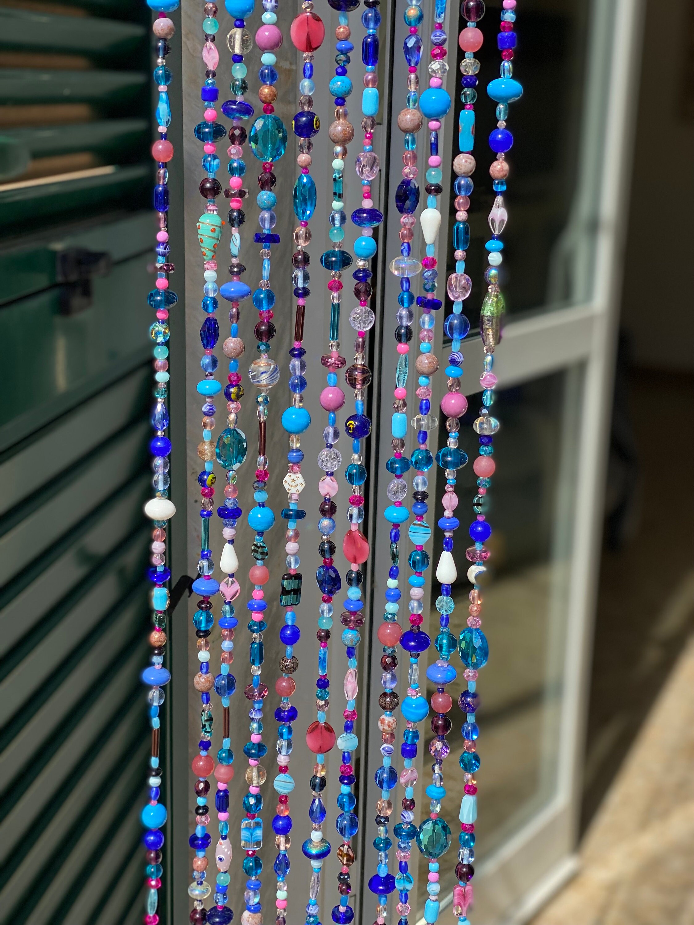 Boho Beaded Curtain Window Valance Glass Beaded Curtains Crystal ...