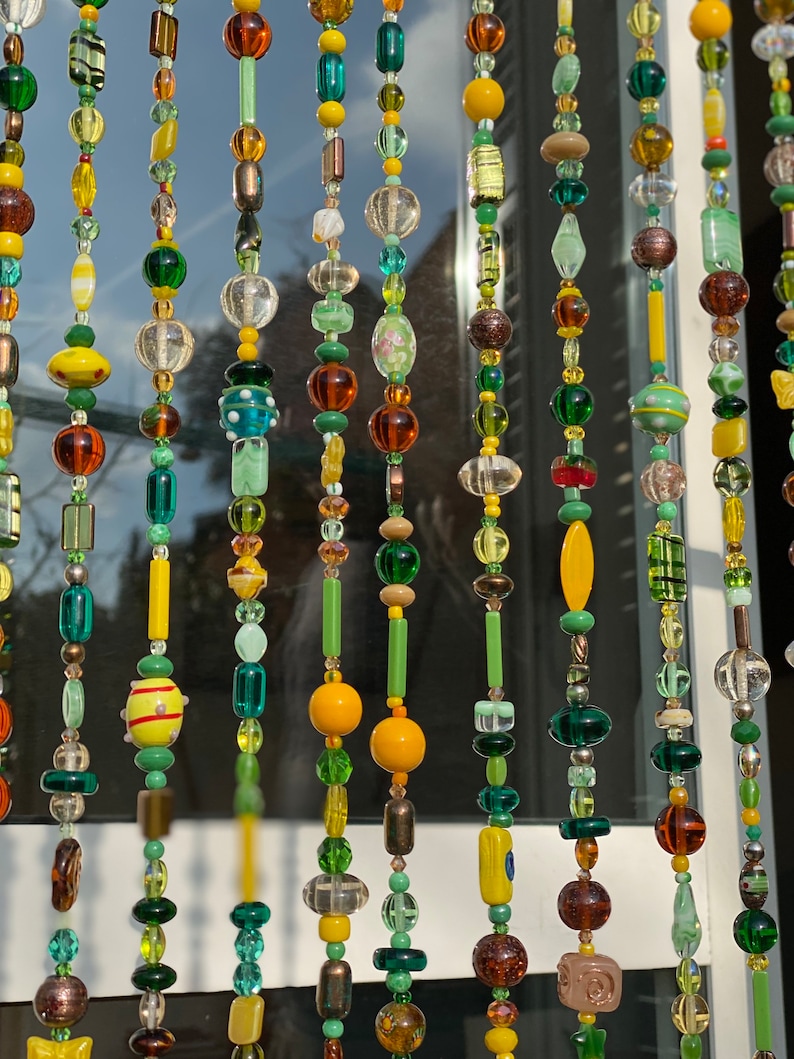 Boho Beaded Curtain Window Valance Glass Beaded Curtains - Etsy