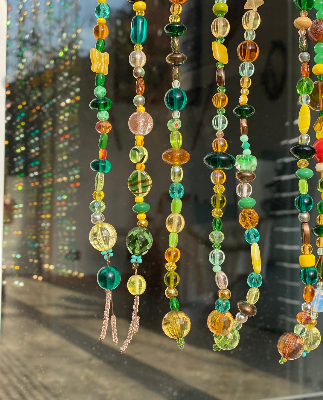 Boho Beaded Curtain Window Valance Glass Beaded Curtains Crystal ...