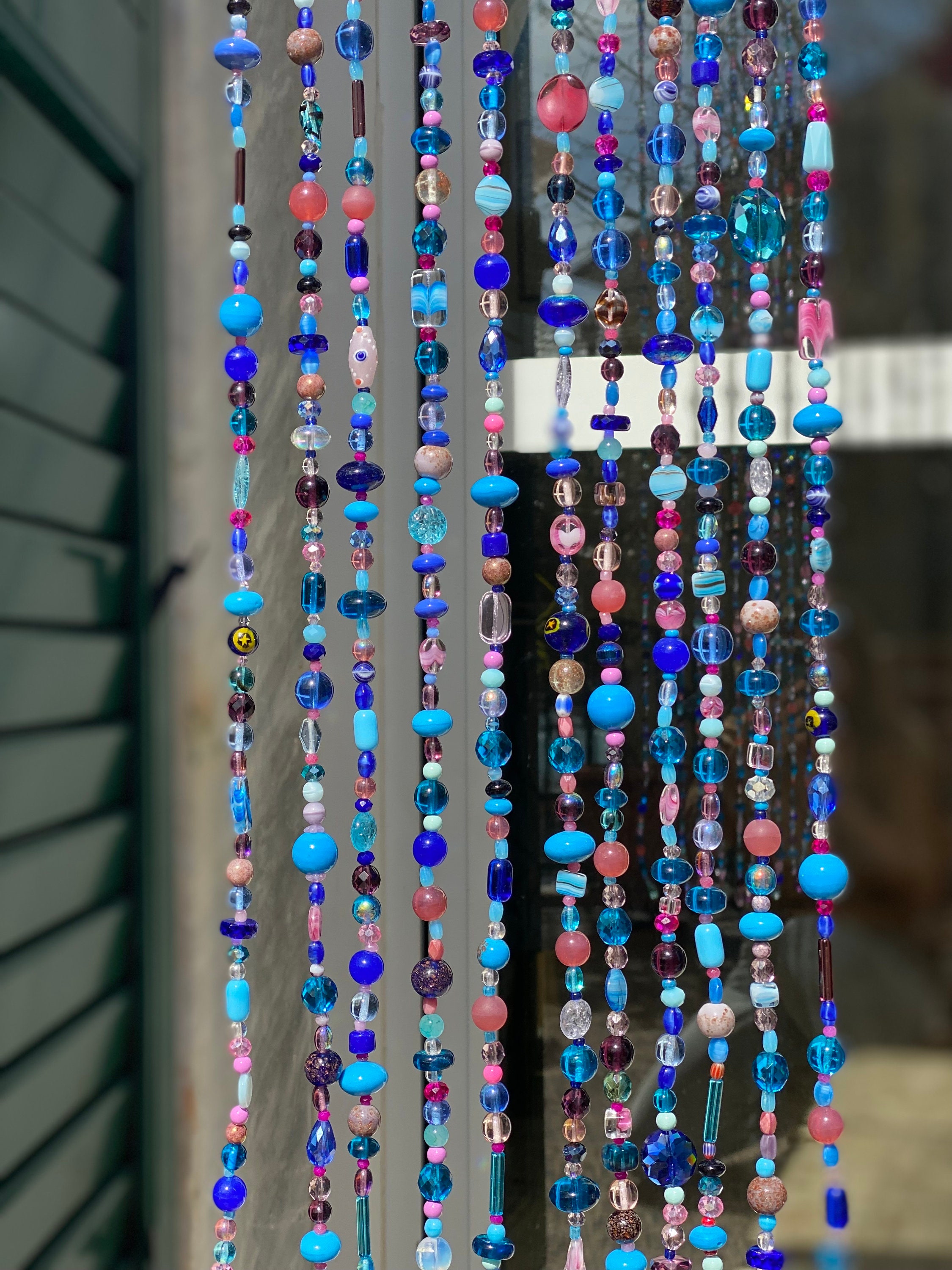 Boho Beaded Curtain Window Valance Glass Beaded Curtains Crystal ...