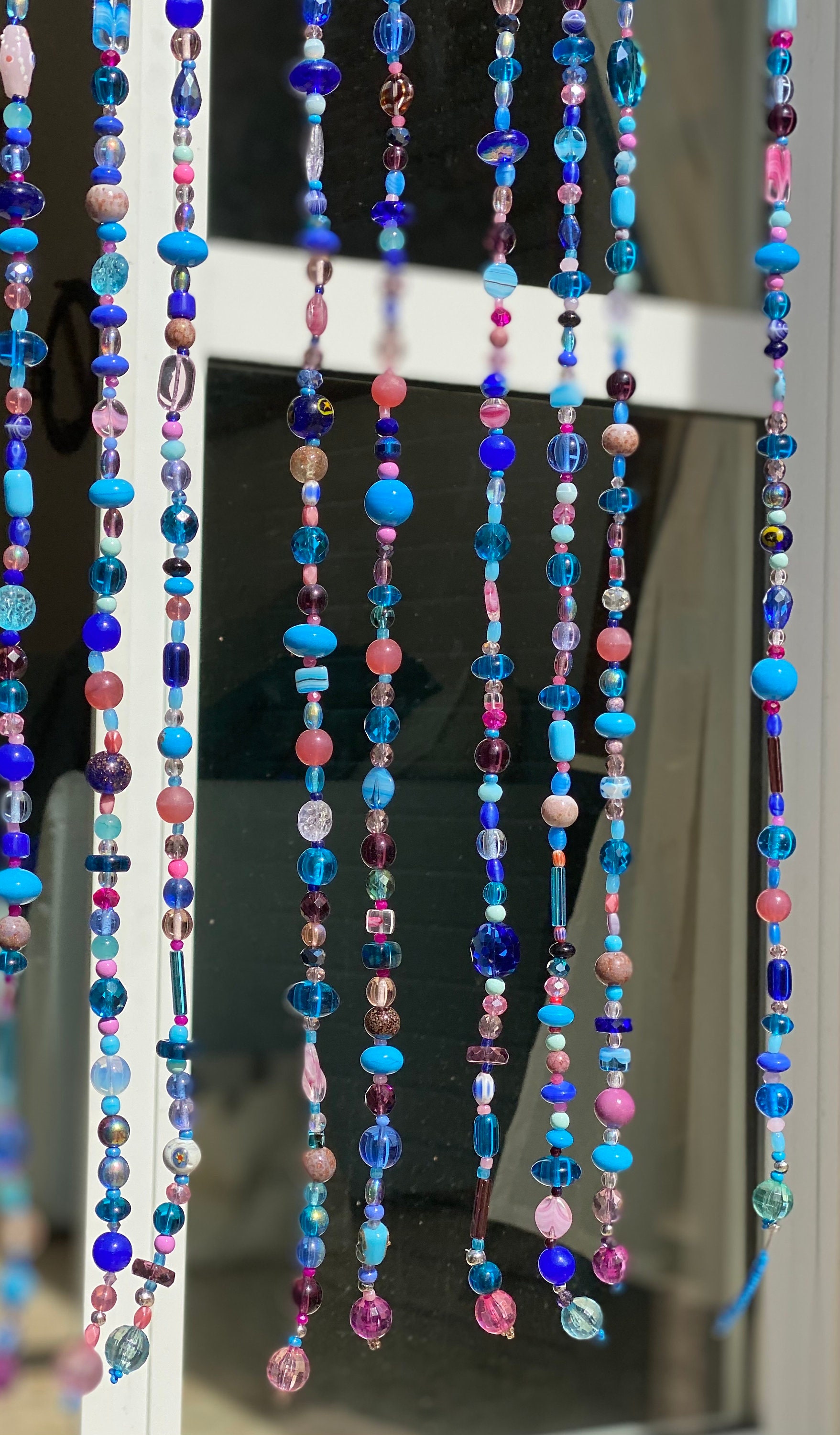 Boho Beaded Curtain Window Valance Glass Beaded Curtains Crystal ...