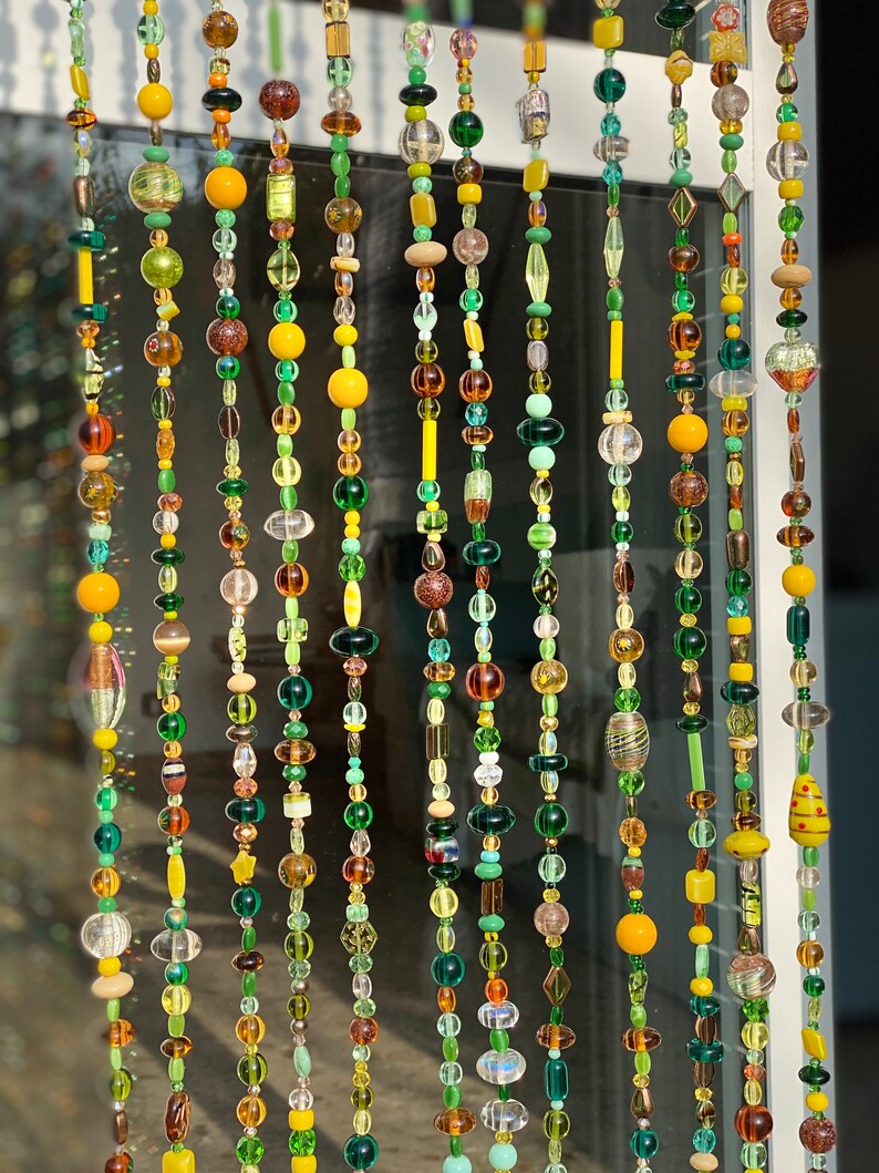 Boho Beaded Curtain Window Valance Glass Beaded Curtains - Etsy