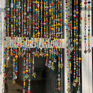 Boho Beaded Curtain Window Valance Glass Beaded Curtains Crystal ...