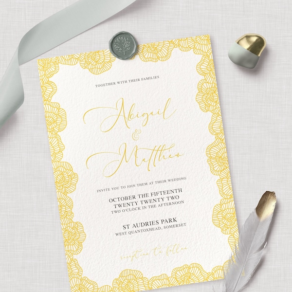 Yellow Wedding Invitation - Etsy