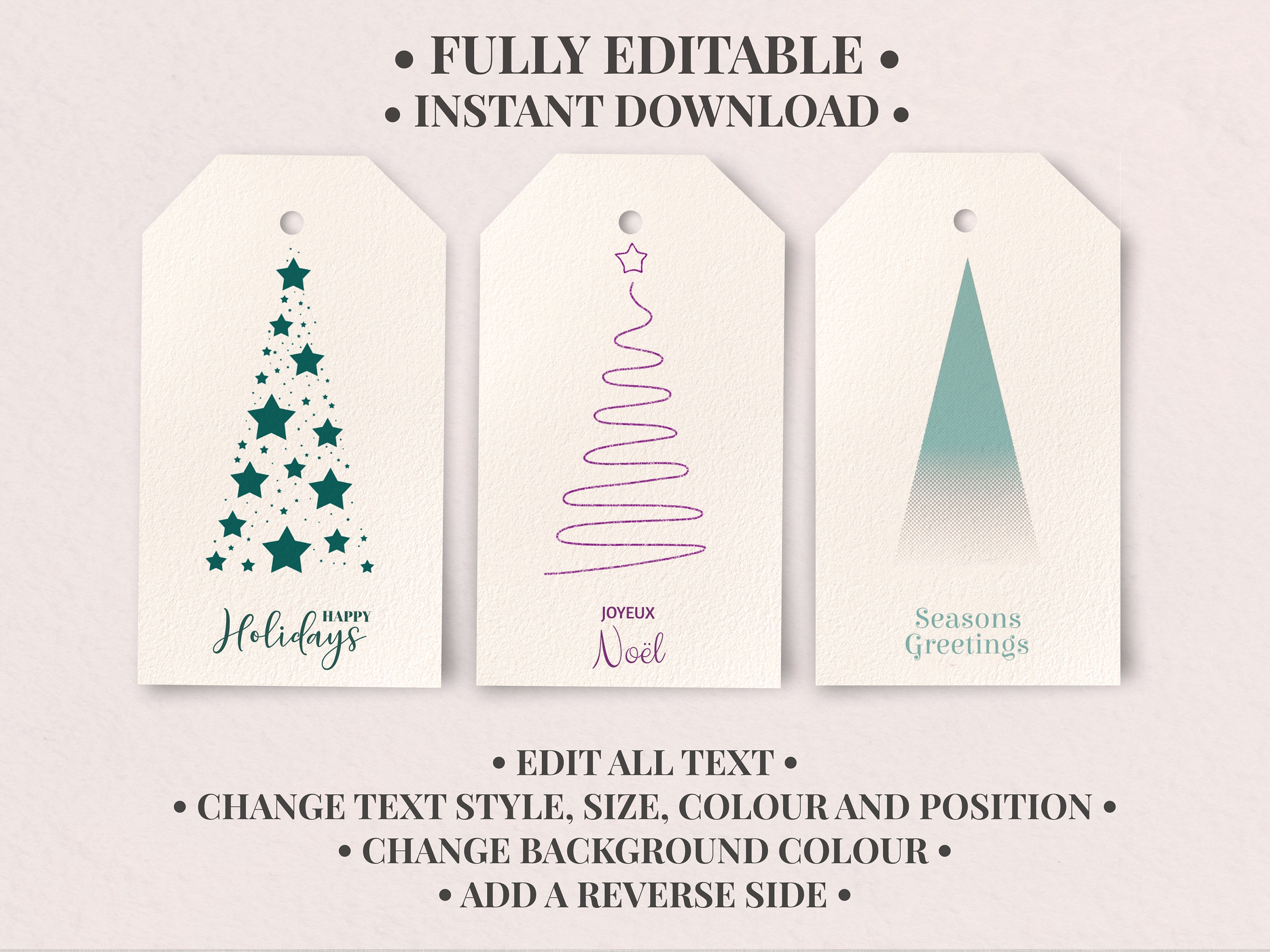 Printable Editable Christmas Gift Tags Six Christmas Tree - Etsy