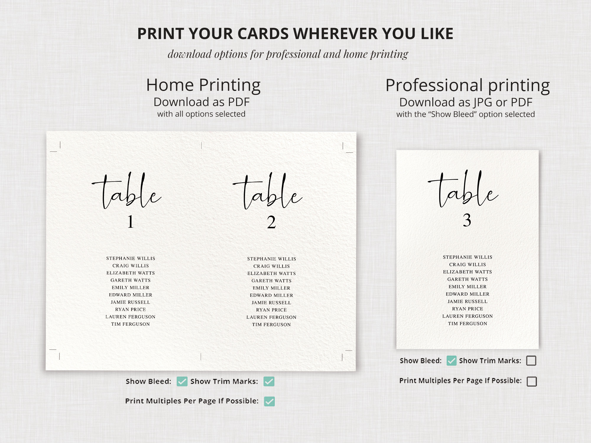 Minimalist Seating Card Template, Simple Hanging Seating Chart, Wedding ...