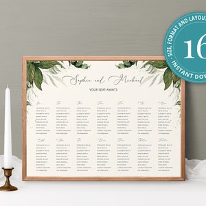 Boho Greenery Seating Chart Template, Editable Seating Chart Template ...