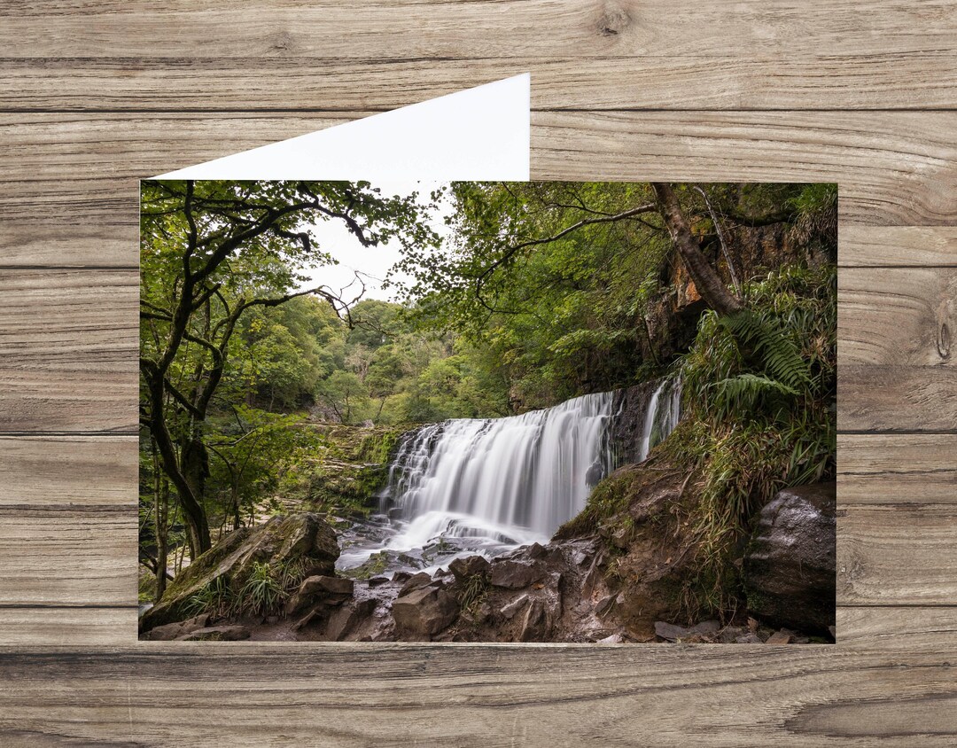 Waterfall Card Blank Greeting Card Welsh Waterfall Landscape Card ...