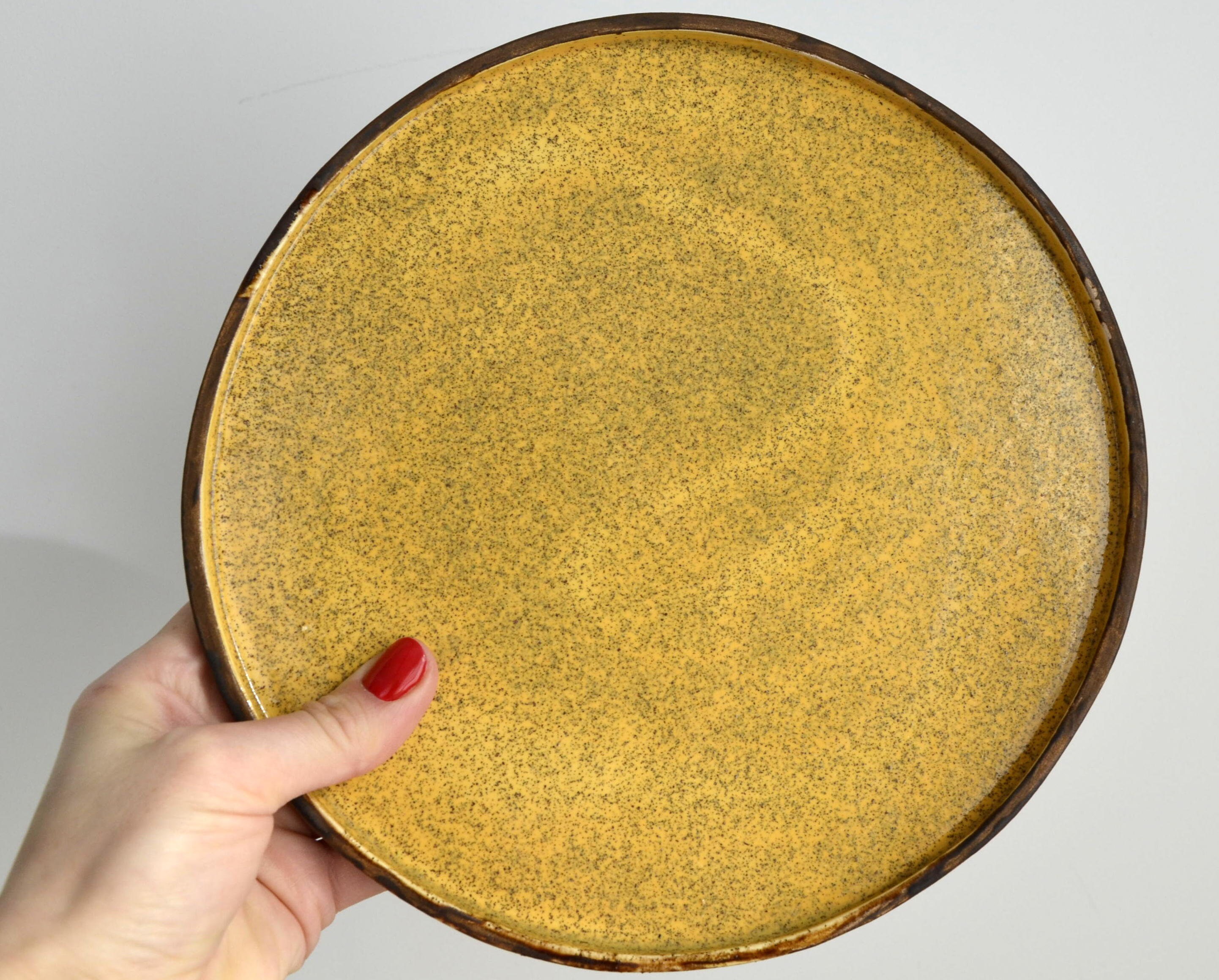 Yellow plate with black small dots | Etsy