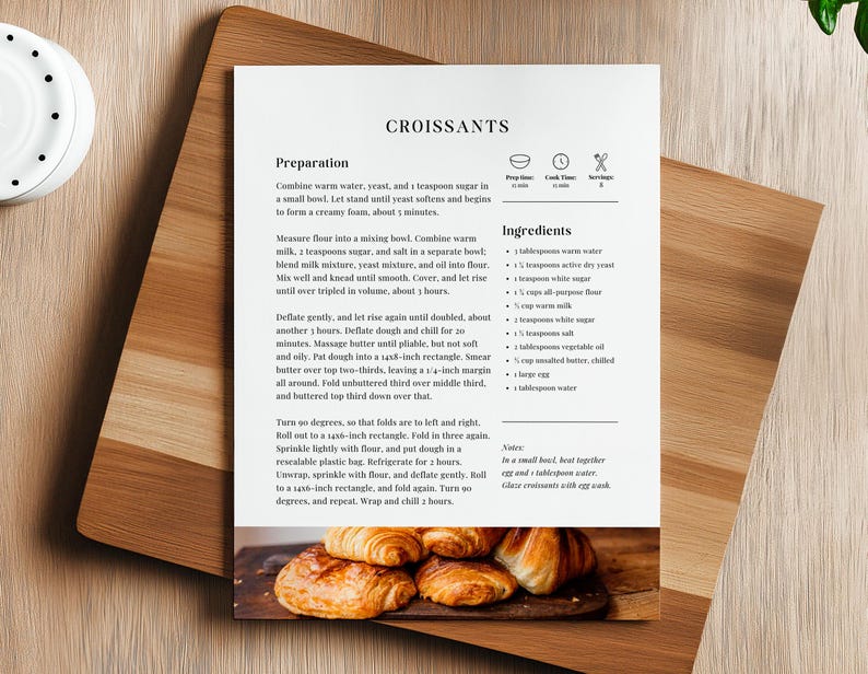Editable Canva Recipe Template | Printable Minimalist Recipe, Editable ...