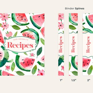 Recipe Binder Cover | Watermelon Kit, Recipe Book Cover, Binder Spine ...