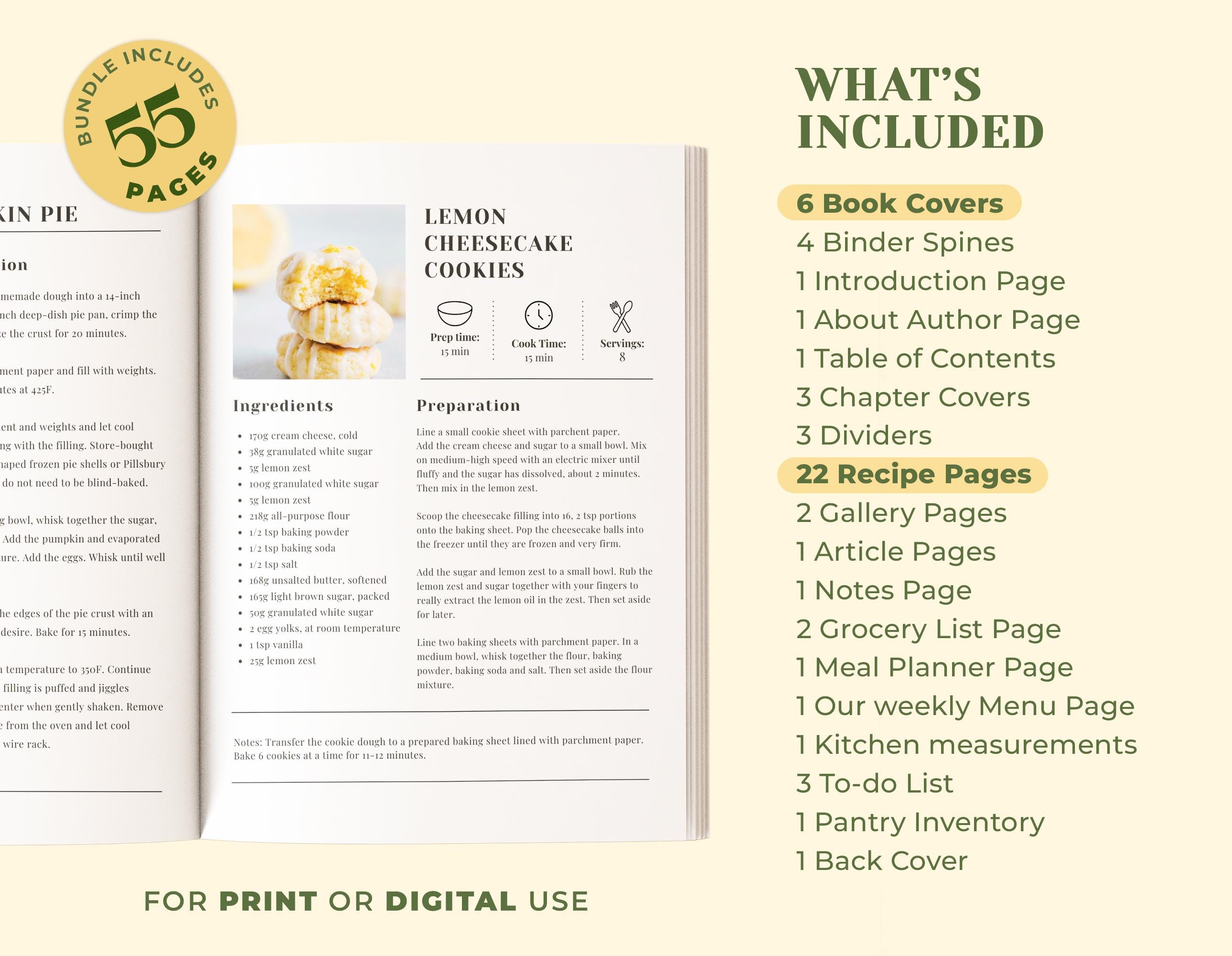 50 Page Family Cookbook Template Editable With Canva, Minimalist Recipe ...