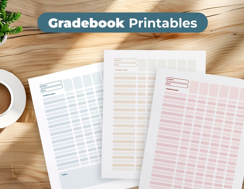 Gradebook Pages Minimal, for All Subjects, Classes, Grading Periods - Tracker & Organizer ...