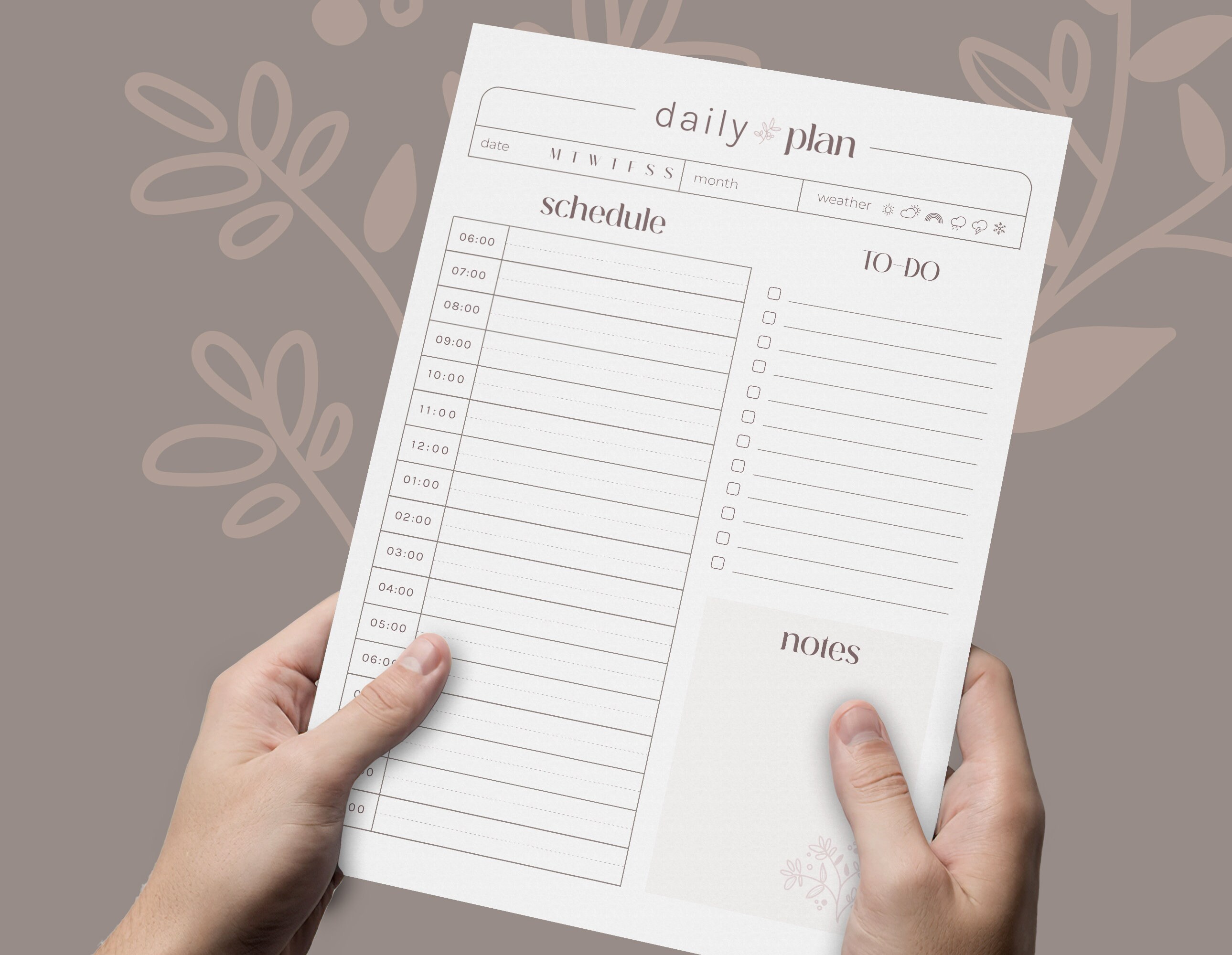 Natural Aesthetic Daily Planner With Schedule, Date and Weather, Notes ...