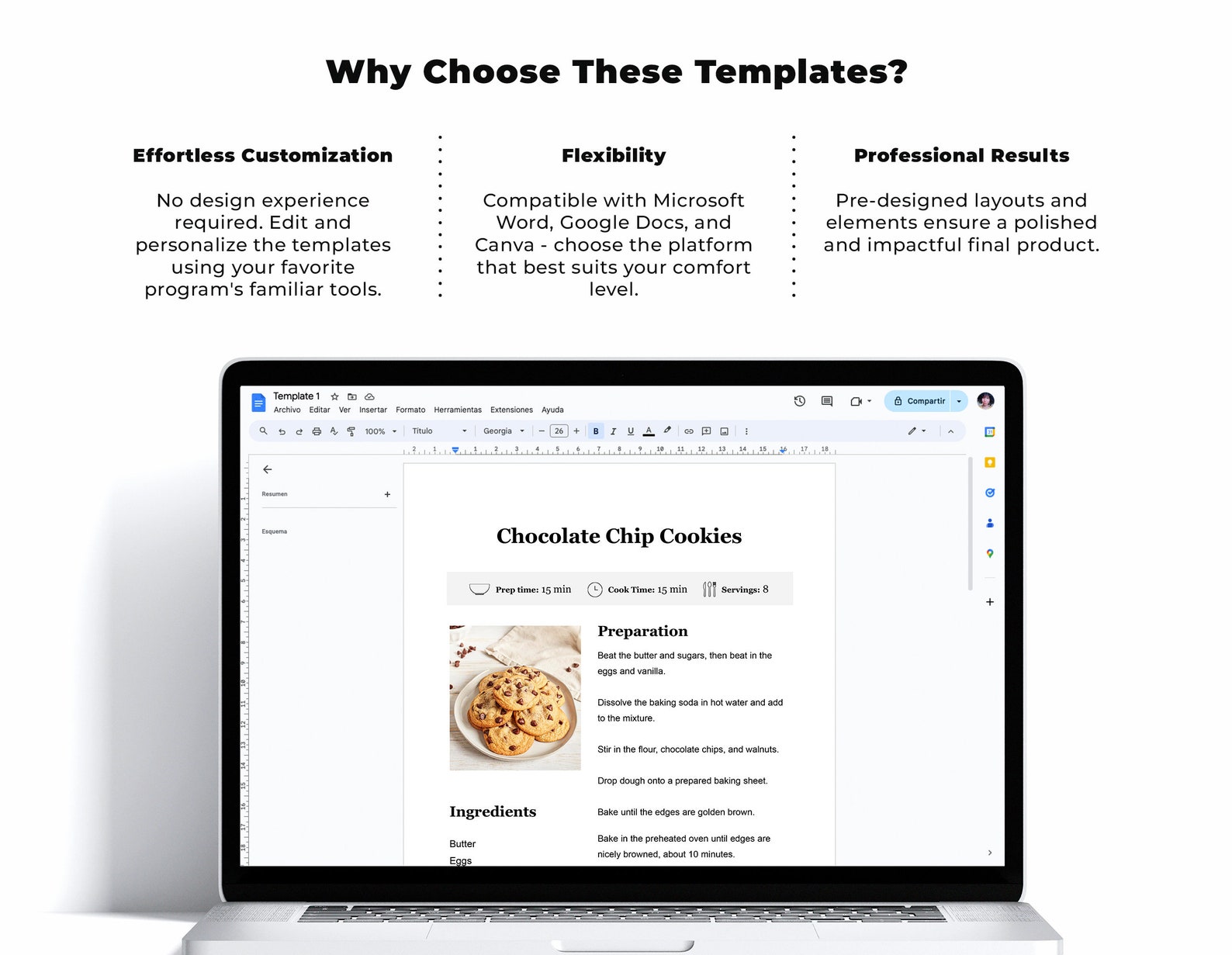 Editable Recipe With MS Word, Google Docs, and Canva Recipe Template ...