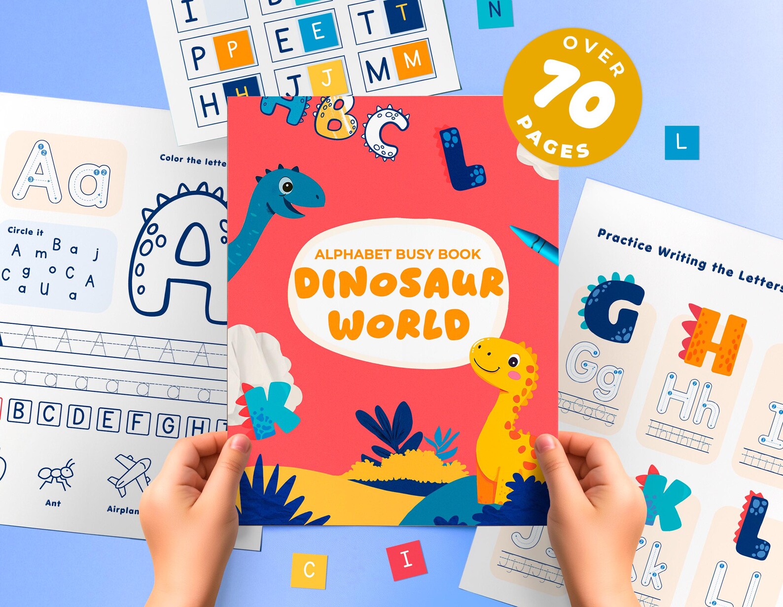 Dinosaur Busy Book Alphabet Learning Activities Printable for Kids ...