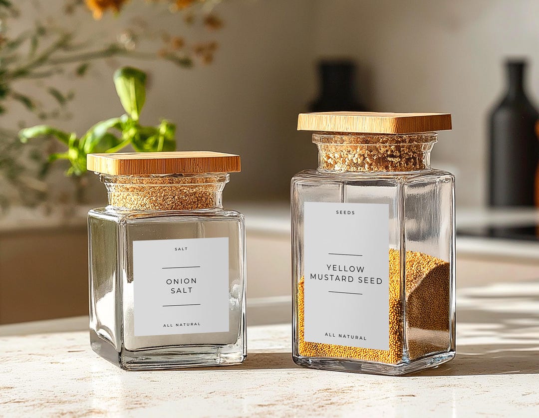 Modern Gray Spice Jar Labels: Minimalist Editable Canva Template and ...