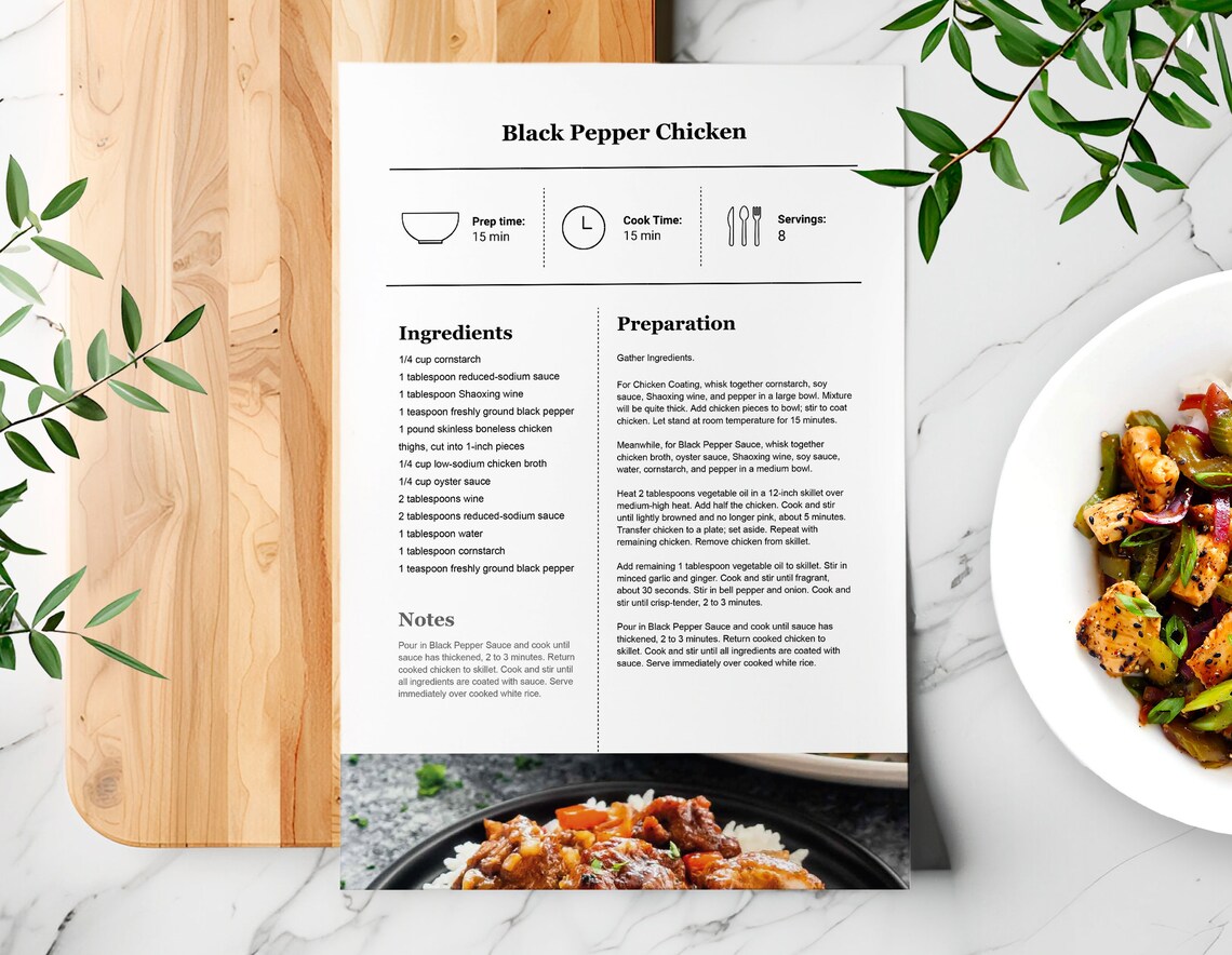 Editable Recipe Template Google Docs, MS Word and Canva Recipe Template ...