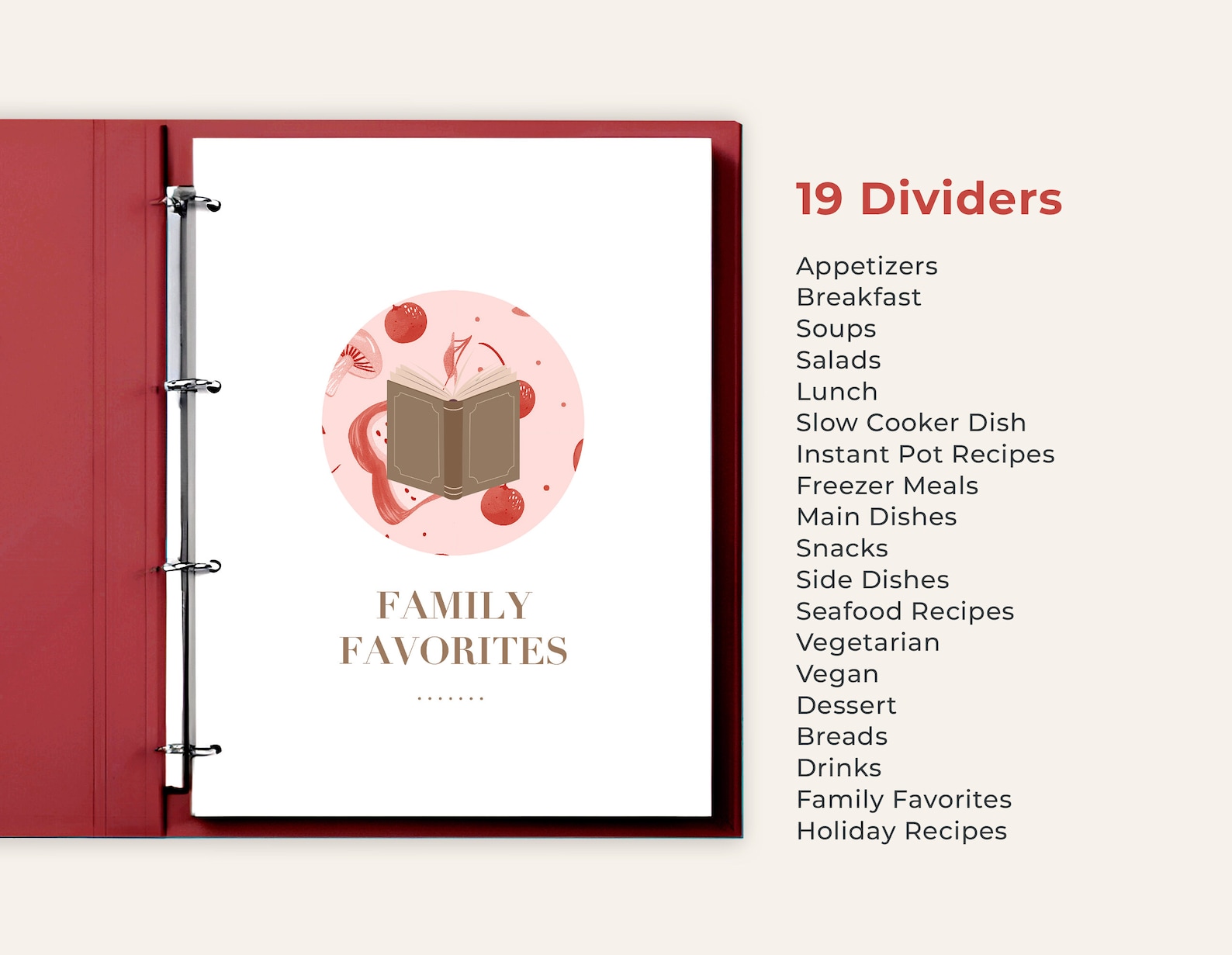 Recipe Binder Cover + Bonus Recipe Template - Apple Design Binder Kit ...