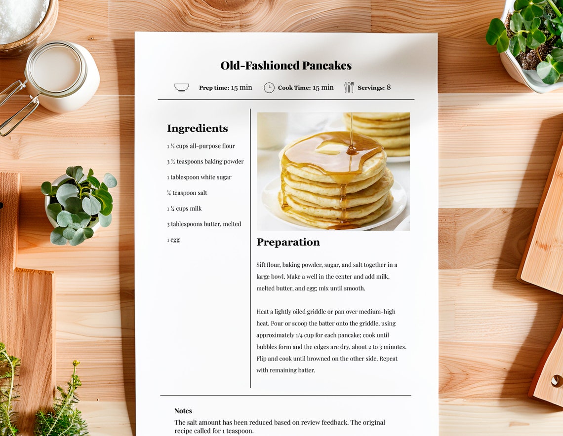 Editable Recipe With MS Word and Google Docs Recipe Template, Printable ...