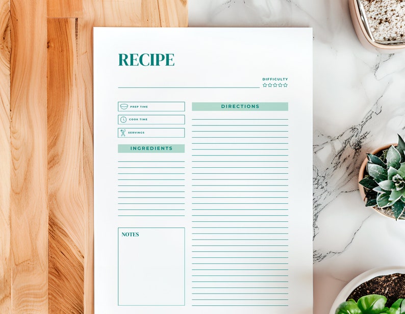 Colorful Recipe Page Printable, Recipe Book Template Printable, Blank ...