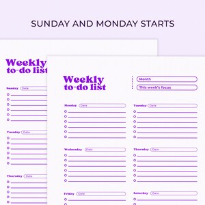 Weekly to Do List the Purple Adventure Undated Planner Task List, Work ...