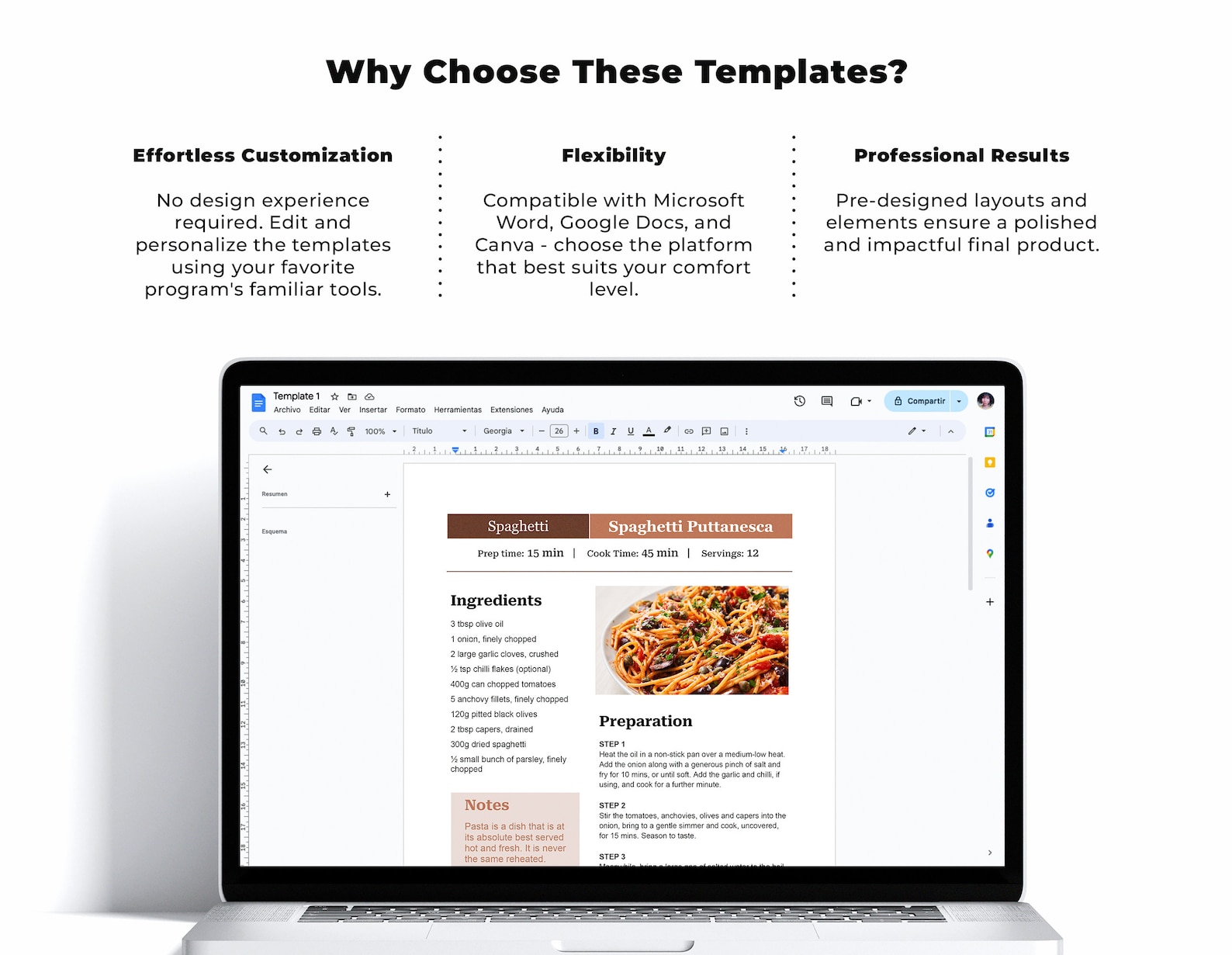 Editable Recipe Template: Printable Recipe Book Page, MS Word & Google ...