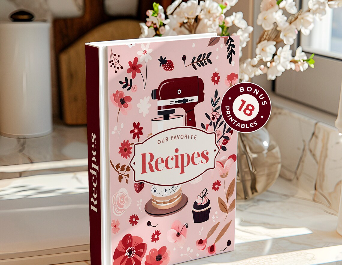 Recipe Binder Cover Stand Mixer and Desserts Kit, Recipe Book Cover ...