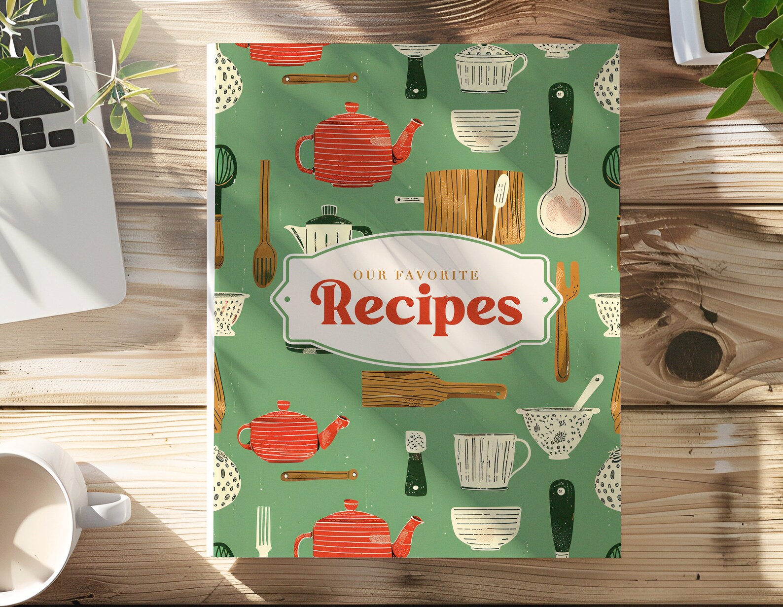 Recipe Binder Cover + Bonus Recipe Template - Green Kitchen Utensils ...
