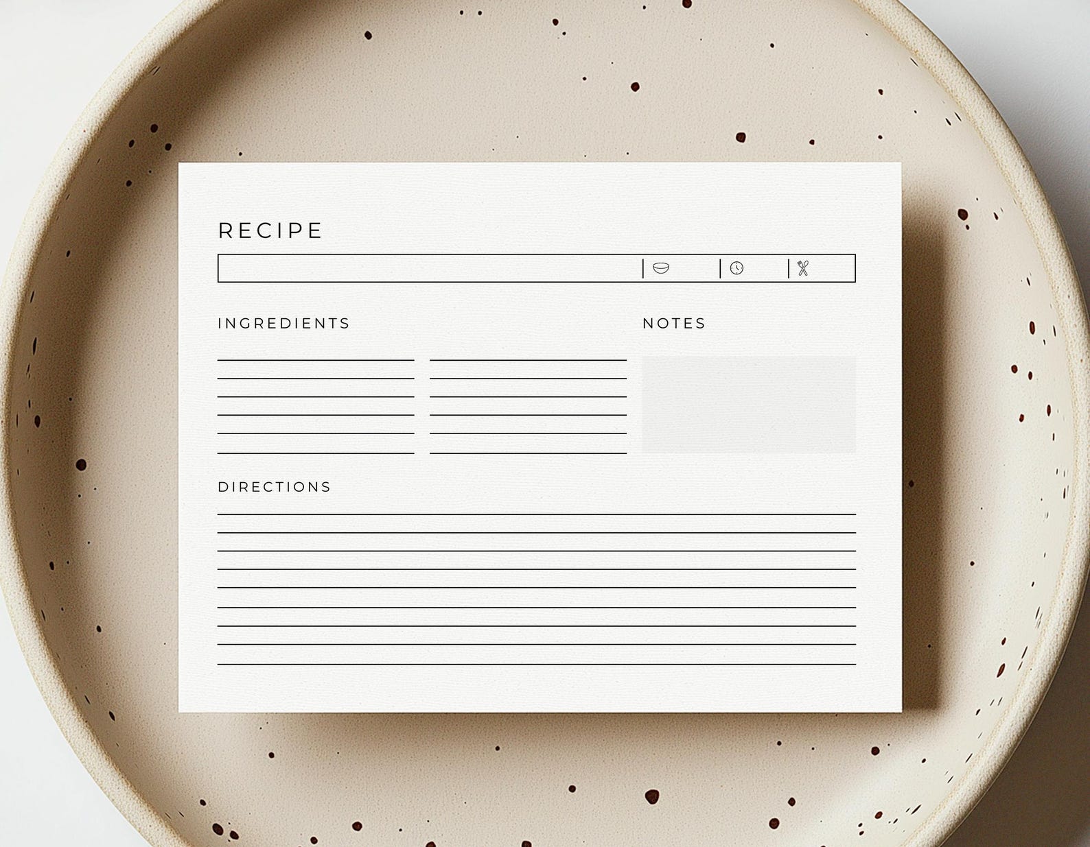 Printable Minimalist Blank Recipe Card Template | Simple Recipe Card ...