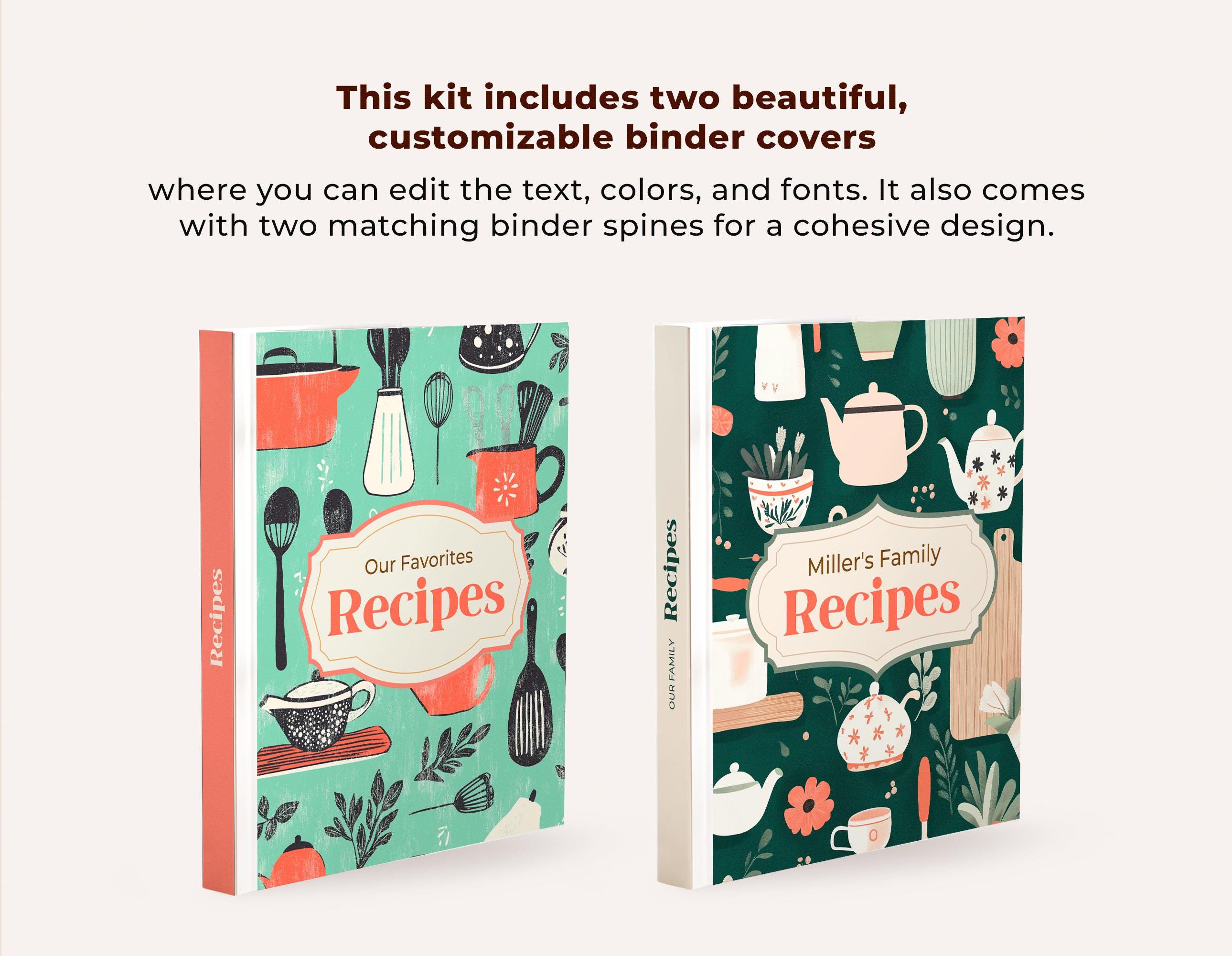 Editable Recipe With Canva | Printable Recipe Template + Kitchen Recipe ...