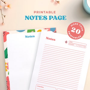 Printable Groovy Retro Notes Page, Notes Template, Note Taking, Writing ...