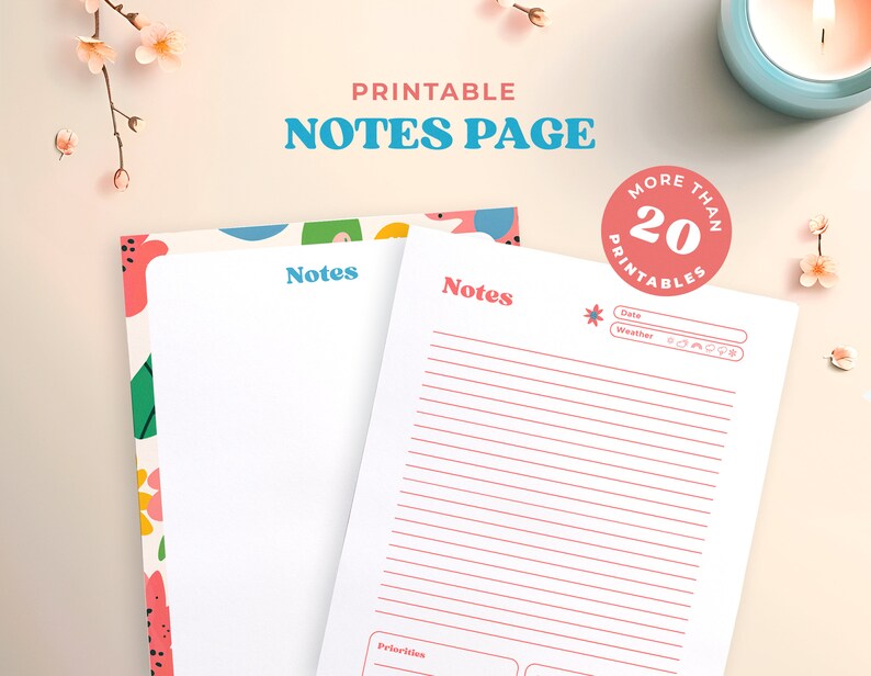 Printable Groovy Retro Notes Page, Notes Template, Note Taking, Writing ...