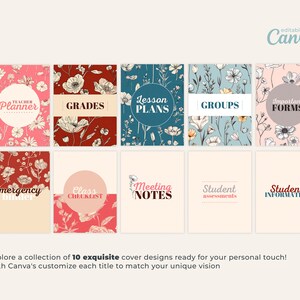 Classroom Binder Covers and Spines, Editable Minimal Flowers Teacher ...