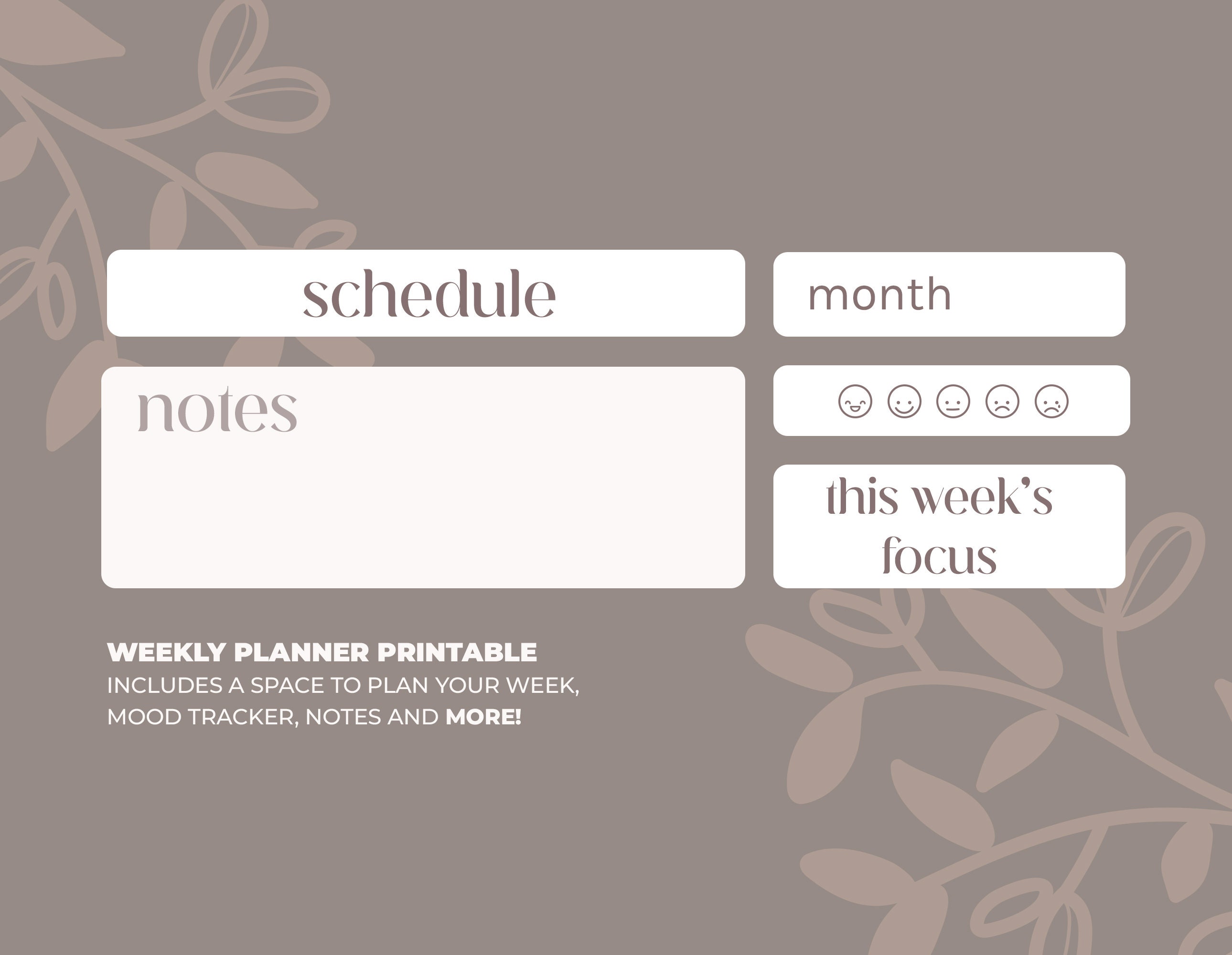 Natural Aesthetic Weekly Minimal Schedule With Date, Mood Tracker ...