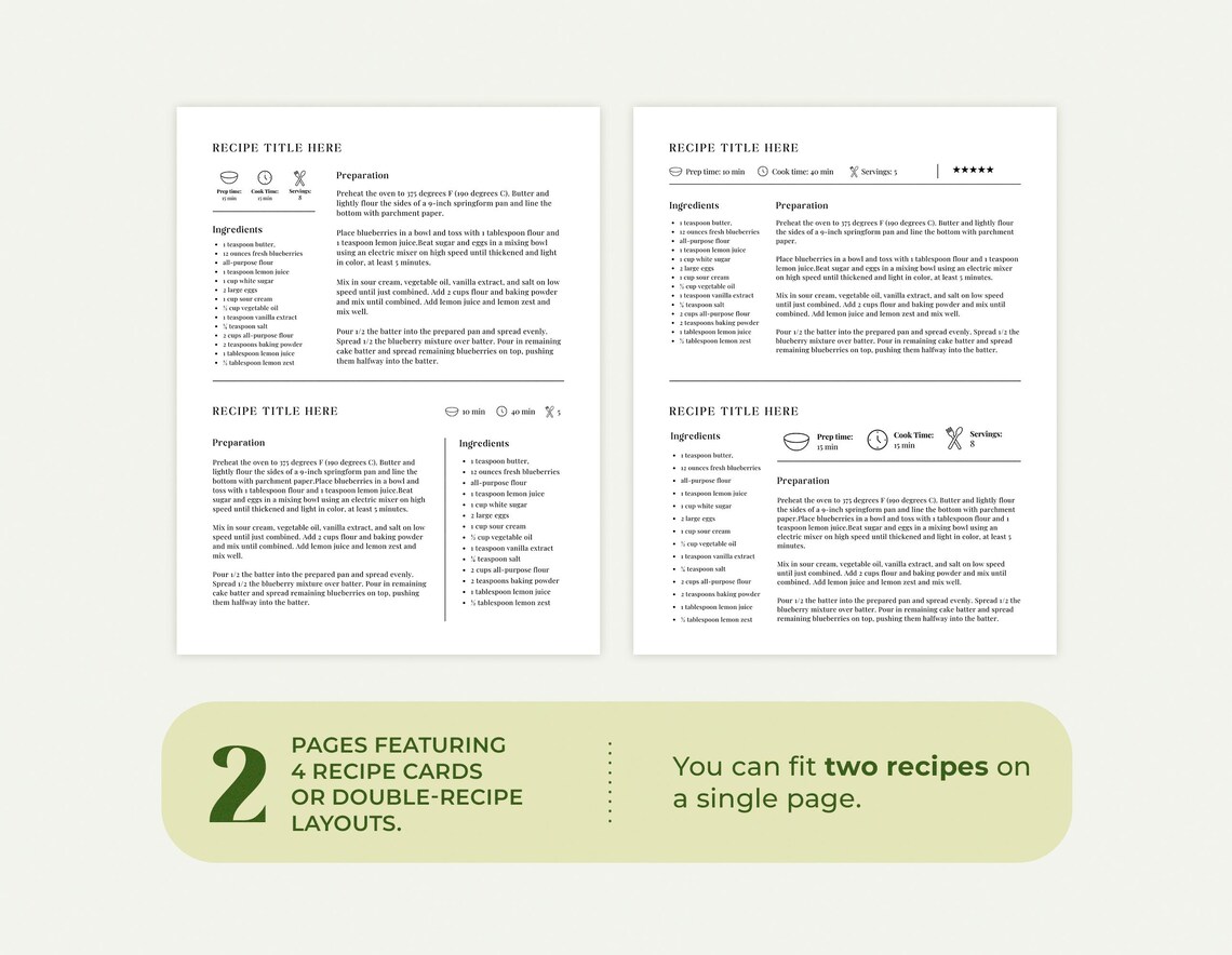 70 Canva Recipe Template Bundle: Editable Cookbook Page Designs ...