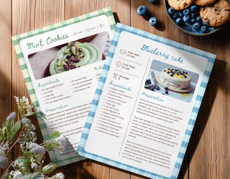 Canva Editable Farmhouse Recipe Pages | Vintage Cottagecore Kitchen ...