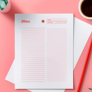 Printable Retro Notes Page: Groovy Note-taking Template Letter PDF ...