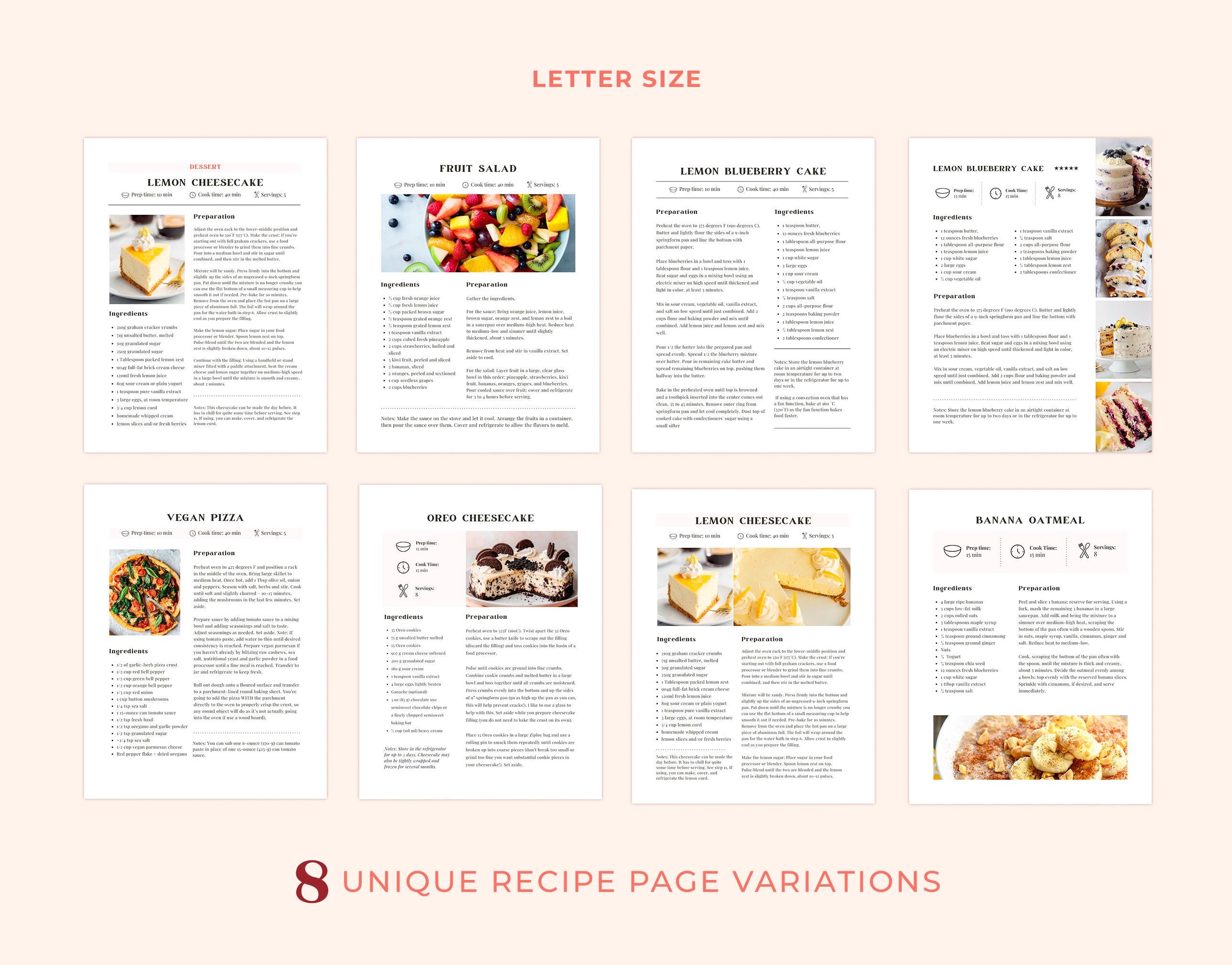 25 Page Family Cookbook Template Editable Canva, Minimalist Recipe Book ...
