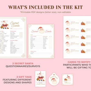 Minimalist Pink Secret Santa Survey Christmas Friends, Coworker ...