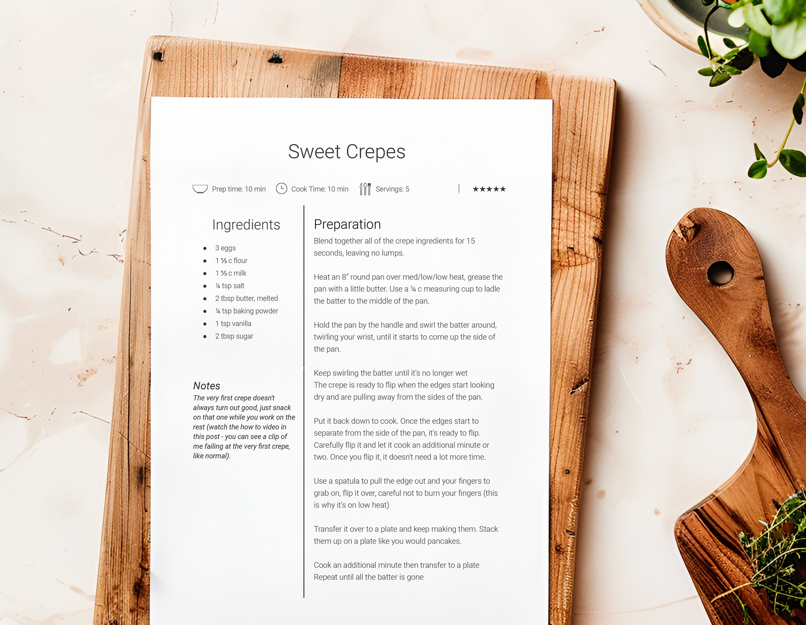 Minimalist Editable Recipe With MS Word & Google Docs Recipe Template ...